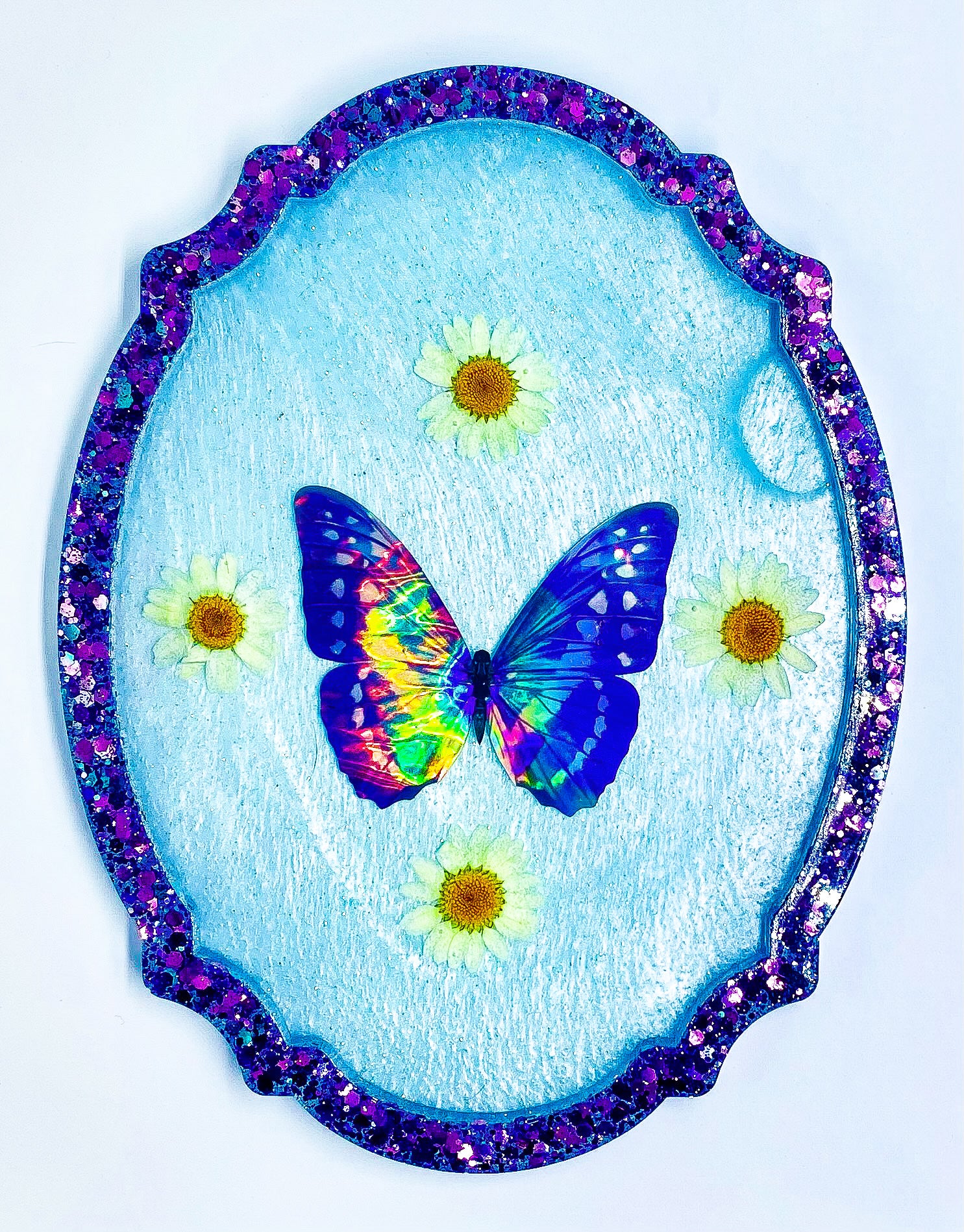 " Stellar Collision " Holo Blue Morpho Tray – Heatherskiesss